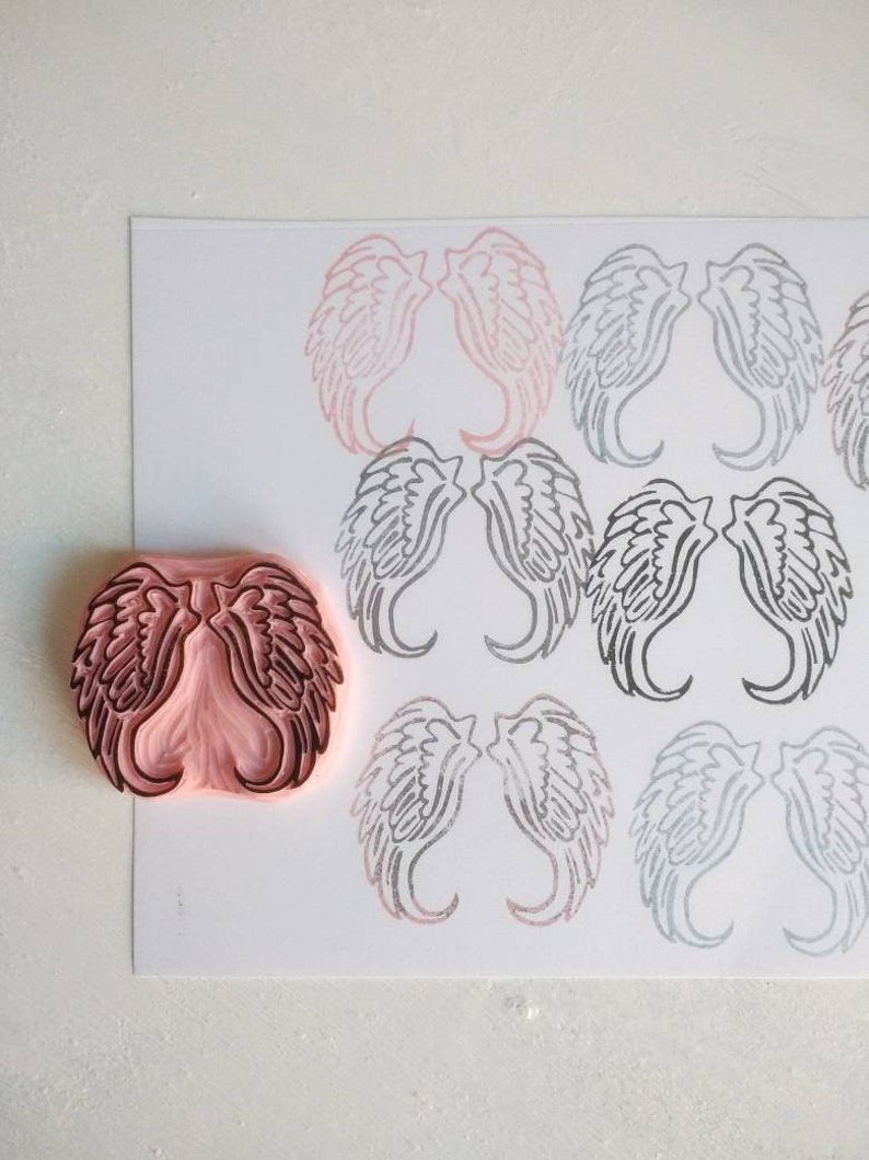Angel wings rubber stamp feather stamp angel stamp angelic | Etsy