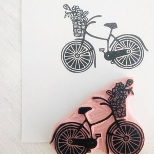 Bicycle Rubber Stamp Cycling Stamp Bicycle With Basket Stamp - Etsy