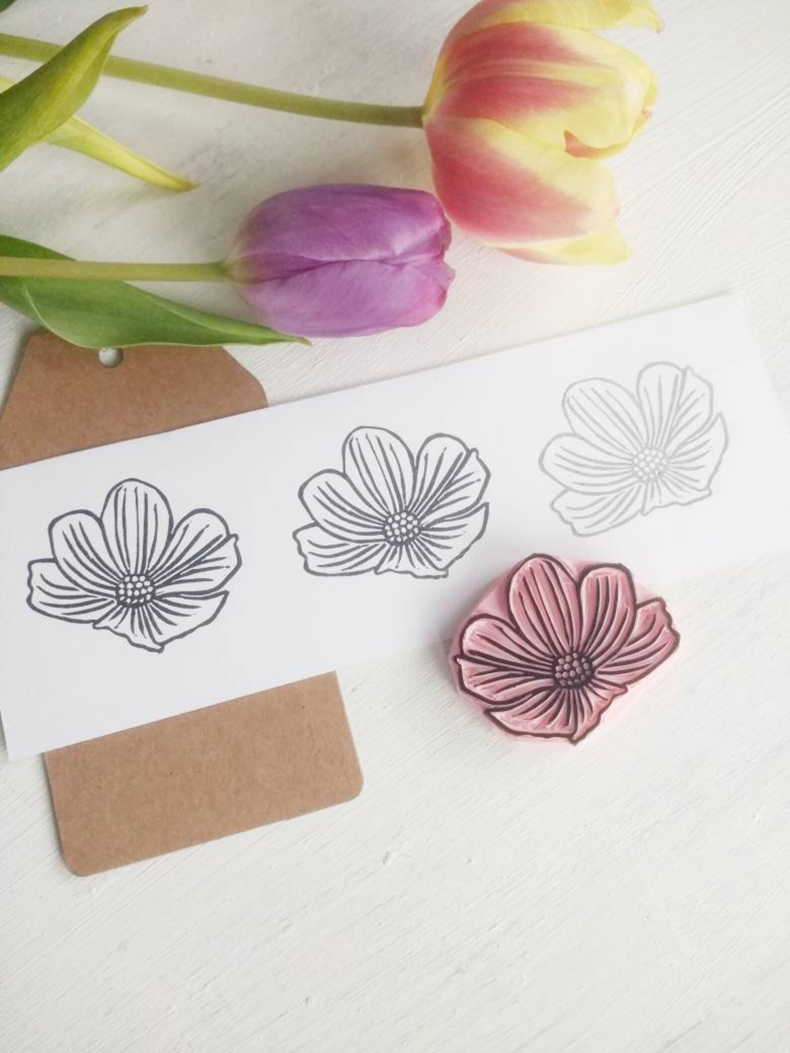 Floral Rubber Stamp Flower Stamp Cosmos Flower Wild Flowers - Etsy