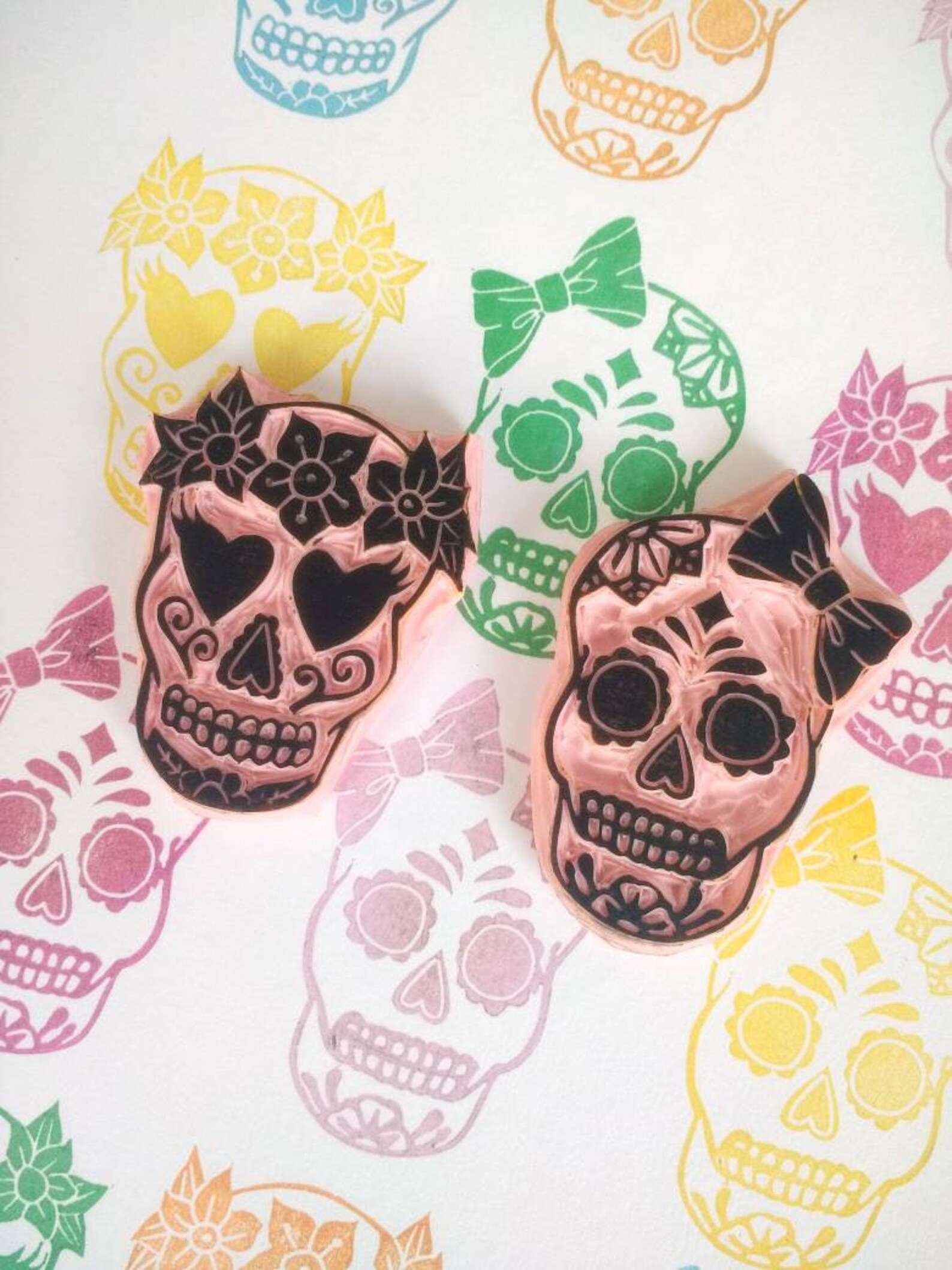 Sugar Skull Rubber Stamp Day of the Dead Halloween Party - Etsy