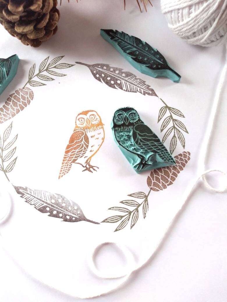 Owl Rubber Stamp - Etsy