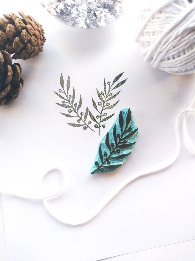 Christmas Poinsettia rubber stamp Christmas garland stamp | Etsy