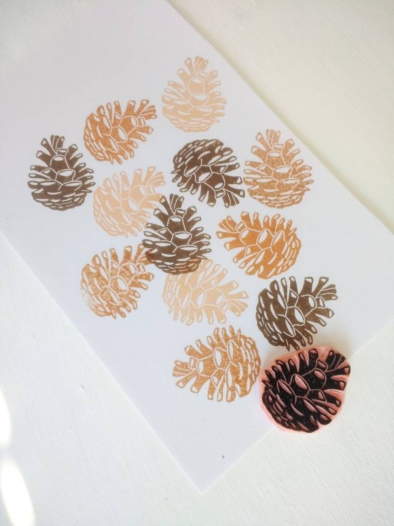 Pine Cone Rubber Stamp Fall Decor Autumn Stamps Christmas - Etsy
