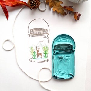 Mason Jar Rubber Stamp Glass Jar Stamp. - Etsy