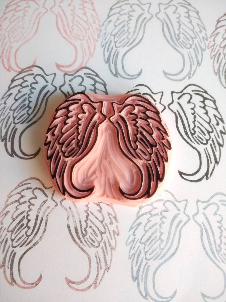 Angel wings rubber stamp feather stamp angel stamp angelic | Etsy