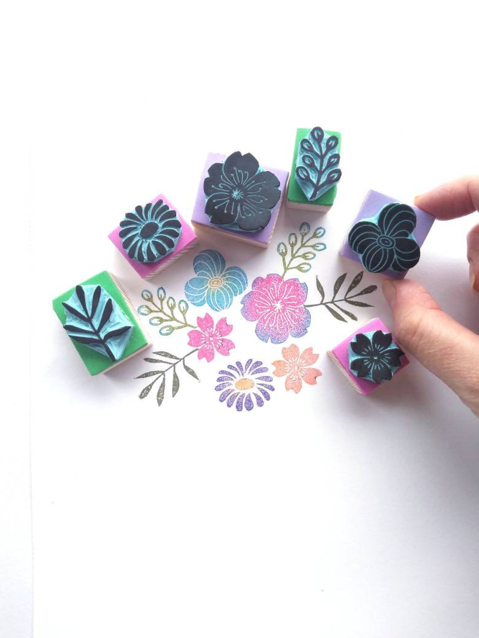 Floral Rubber Stamp Set Botanical Gift Decor - Etsy UK