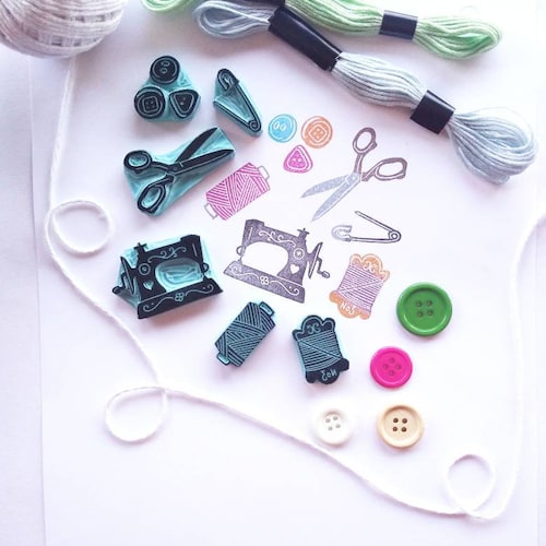 Sewing Machine Rubber Stamp. Sewing Stamp Set. - Etsy