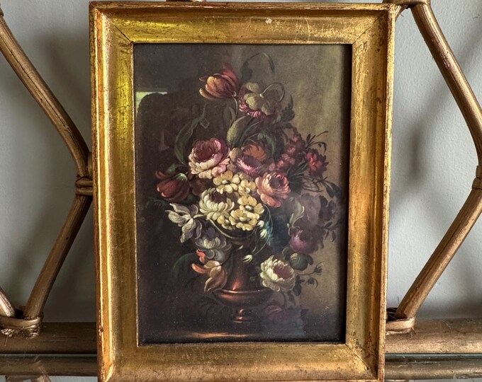 Vintage Flemish Flowers Gold Frame, Cottage Core European Still Life ...