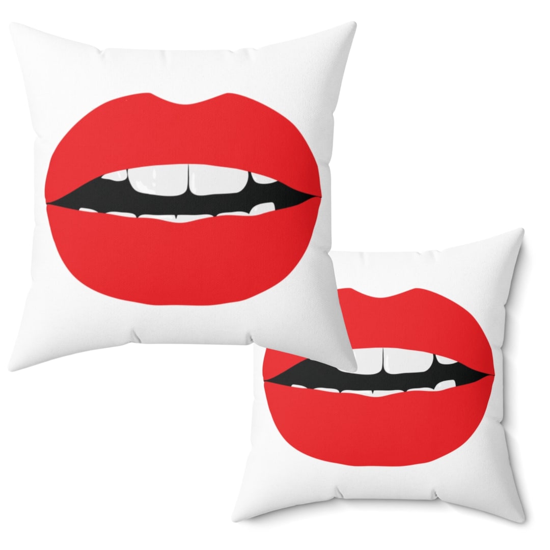 Lipstick Kiss Throw Pillow - Red Lips Smooch Accent Pillow - Kitsch ...