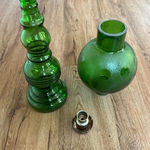 Vintage Mid Century Italian Cevin Green Glass Candle Lamp Genie Bottle ...