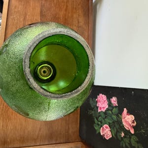 Vintage Mid Century Italian Cevin Green Glass Candle Lamp Genie Bottle ...