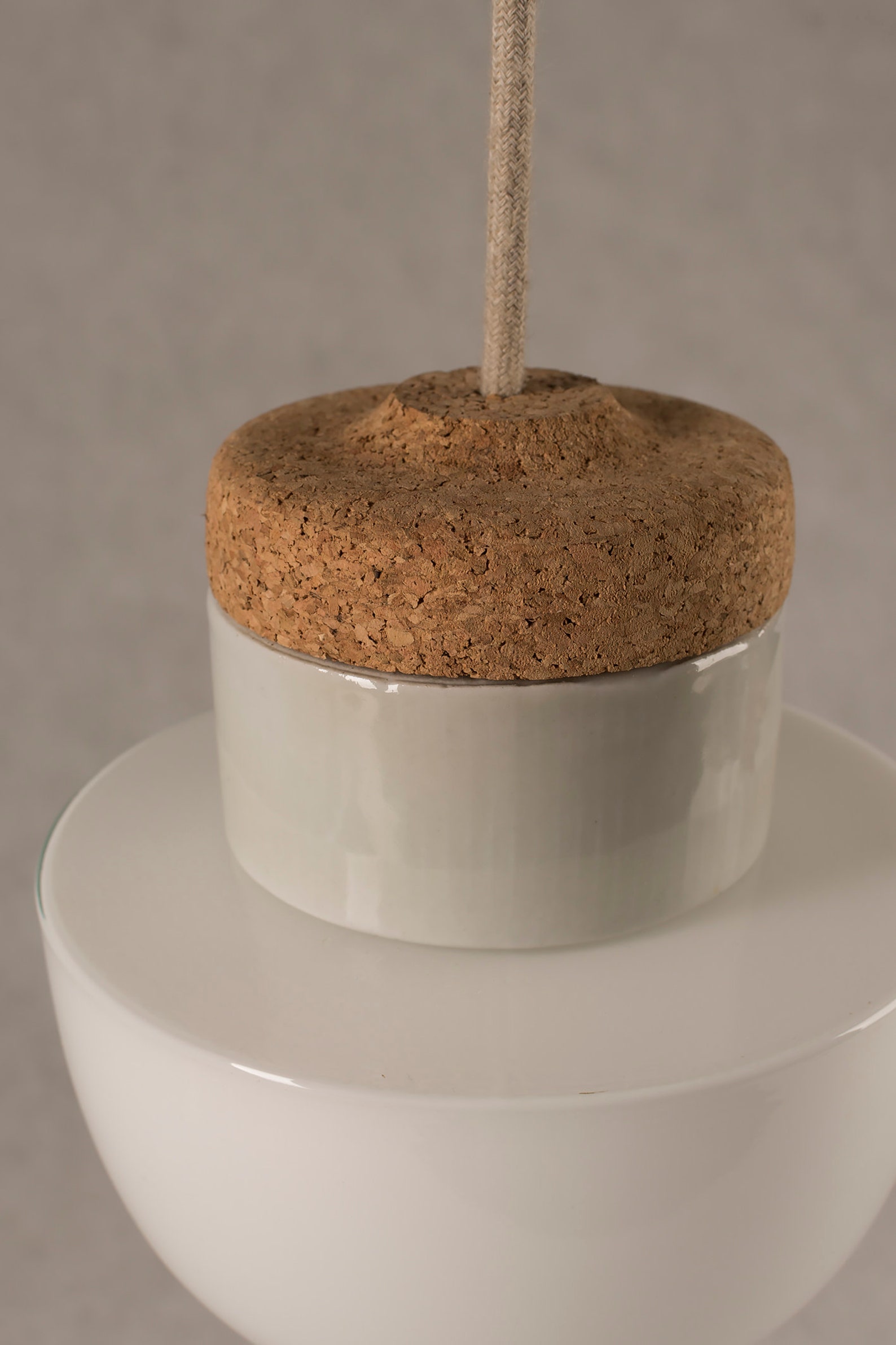 Pendant Lamp With White Glass Shade Cork and Porcelain - Etsy