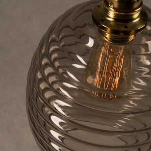 Clear Smoked Glass Light With Brass Top, Hand Blown Lamp - Etsy