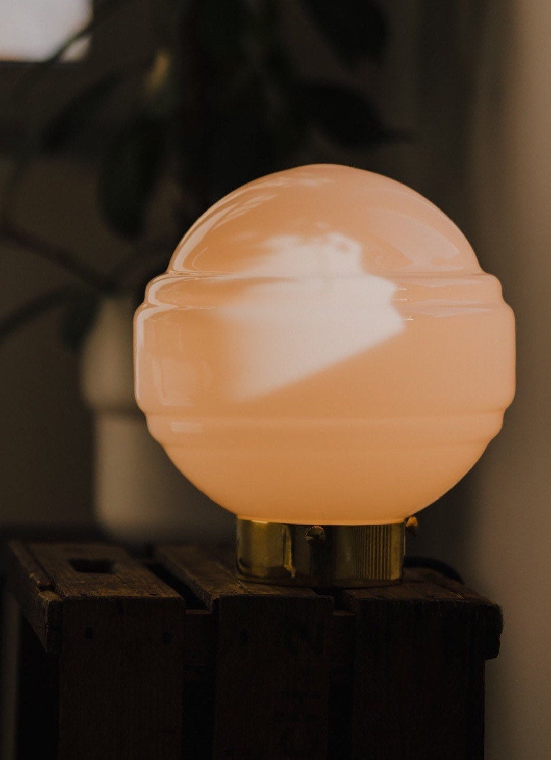 Opaline Glass Ball Table Lamp With Silver, Art Deco Table Lamp With ...