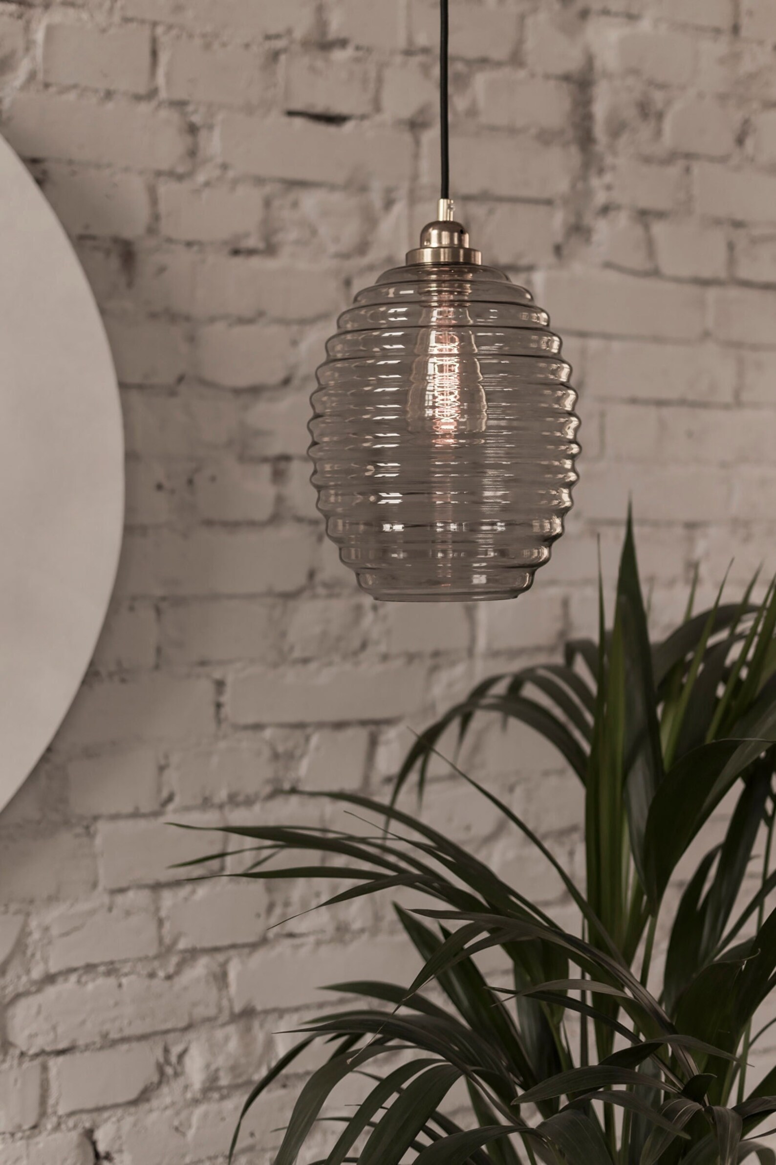 Clear Smoked Glass Light With Brass Top Hand Blown Lamp - Etsy