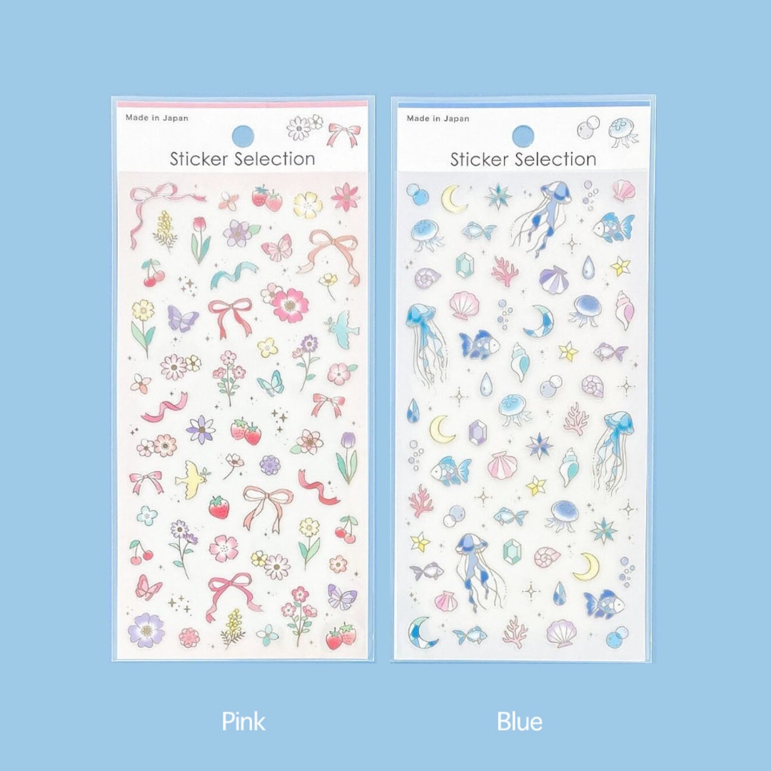 Sticker Selection "shiny Silver" -pink/ Blue- From Japan by GAIA - Etsy