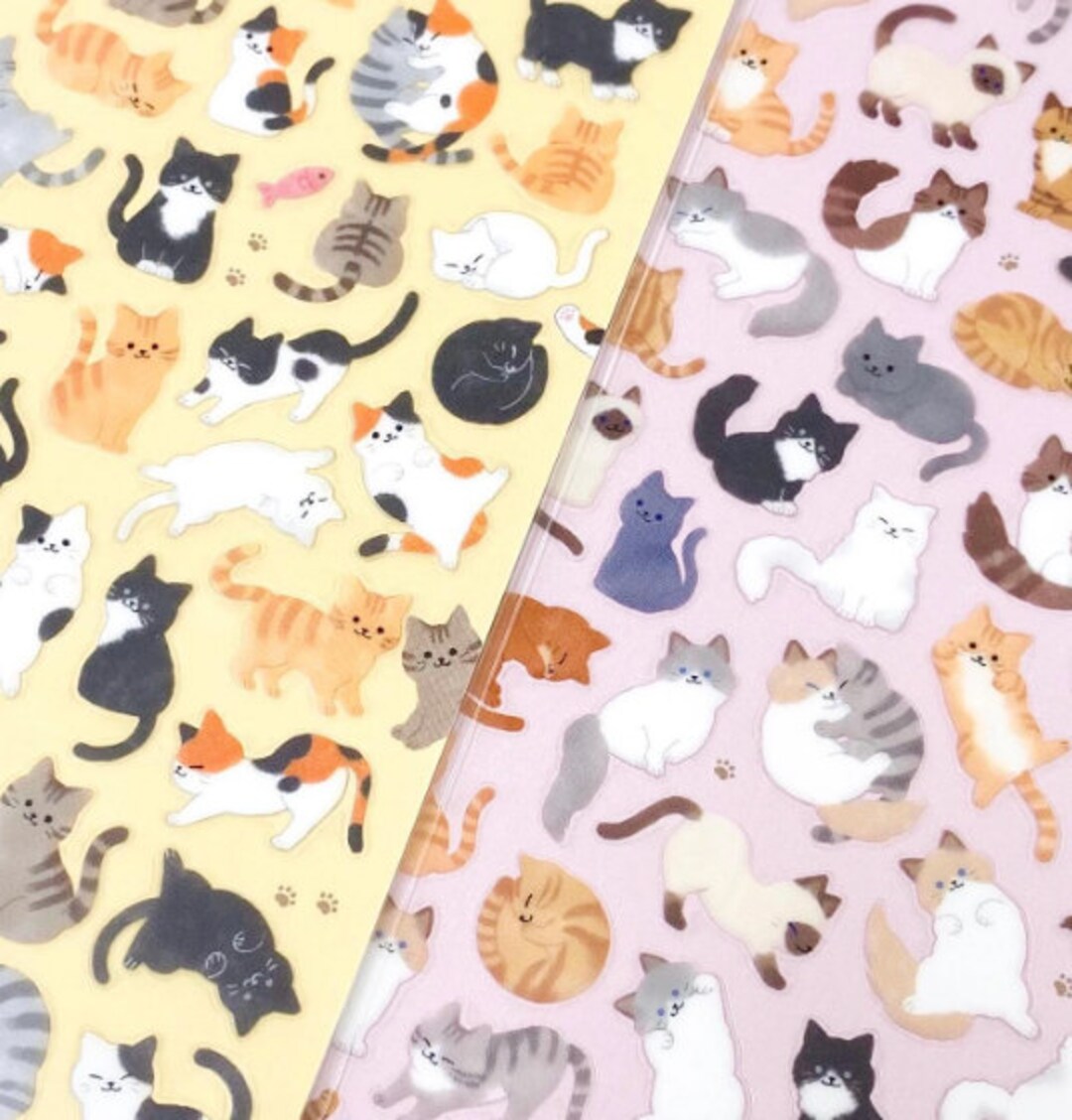 Sticker Selection "lots of Cats" Sticker From Japan - Etsy
