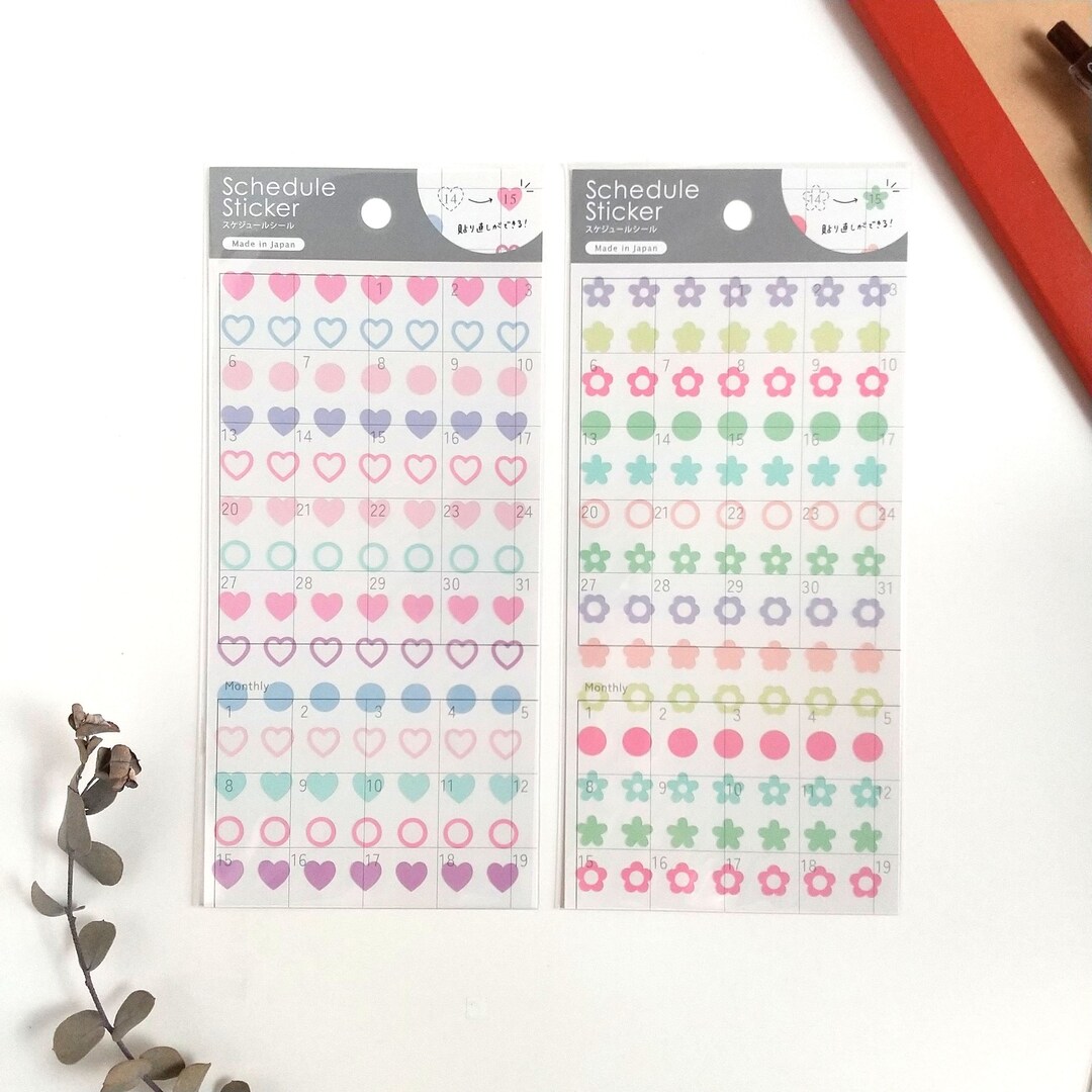 Schedule Sticker "heart and Circle/flower and Circle" From Japan - Etsy