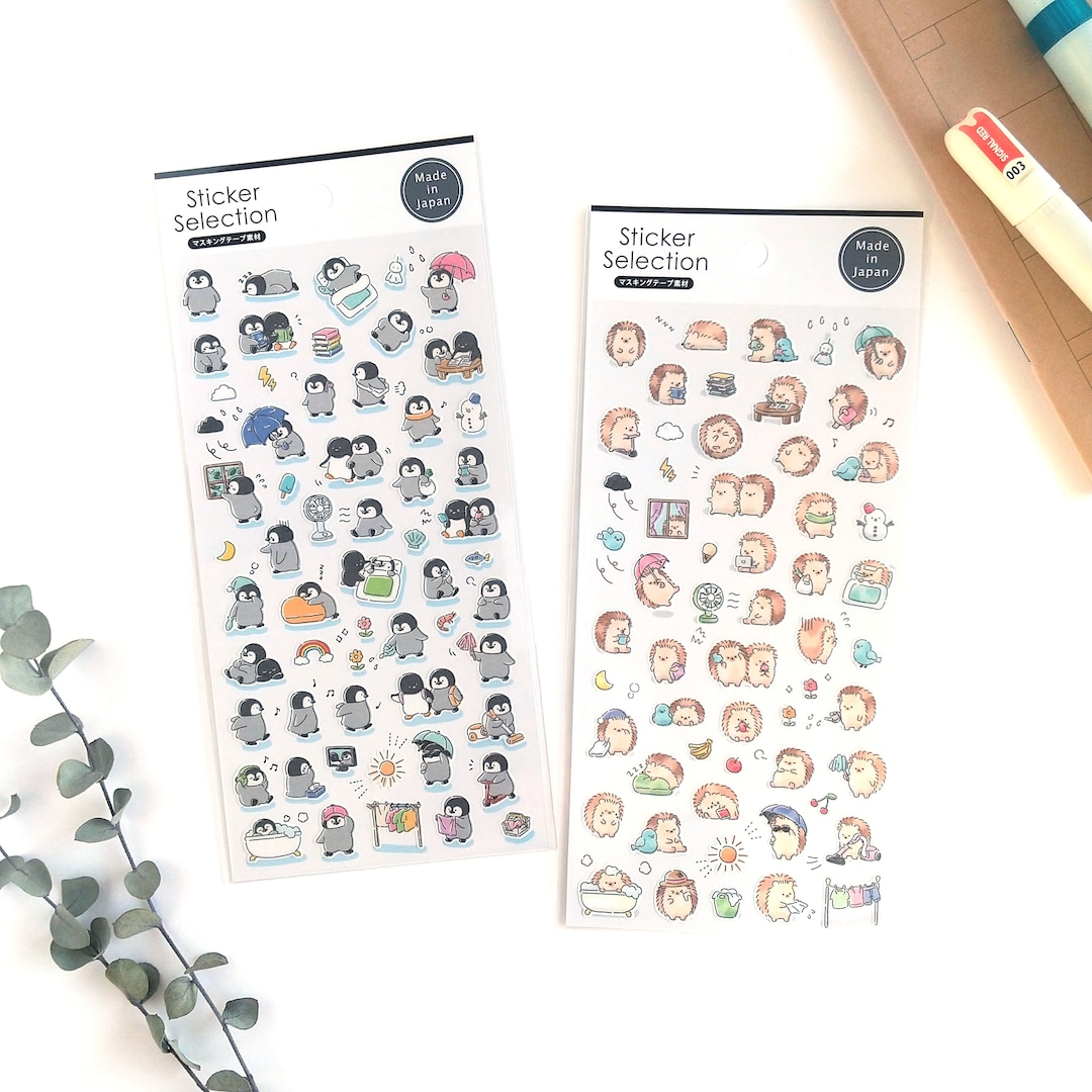 Sticker Selection "penguin Life/hedgehog Life" From Japan GAIA - Etsy