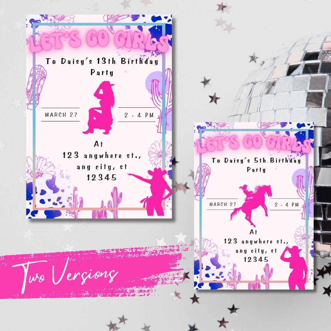 Let's Go Girls Birthday Invitation - Etsy