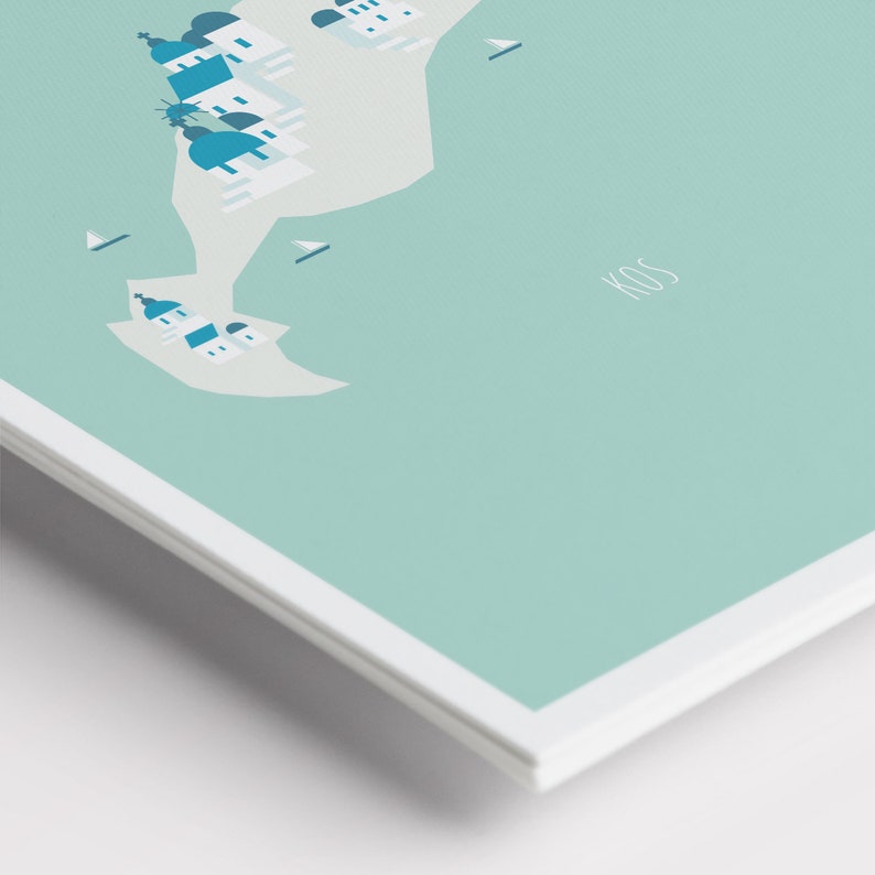 Greek Map of Kos Poster Cos Greece Postcard Prints - Etsy