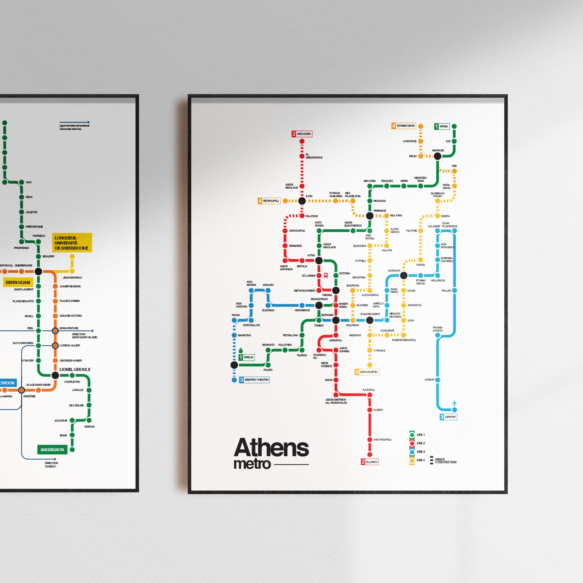 Athens Greece Metro Map Poster Subway Map Decor Metro Map 2021 Wih New ...