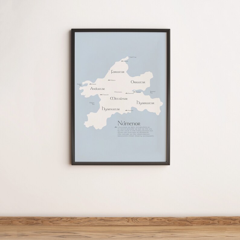 J. R. R. Tolkien Numenor Map Middle Earth Second Age Map Lord of the ...