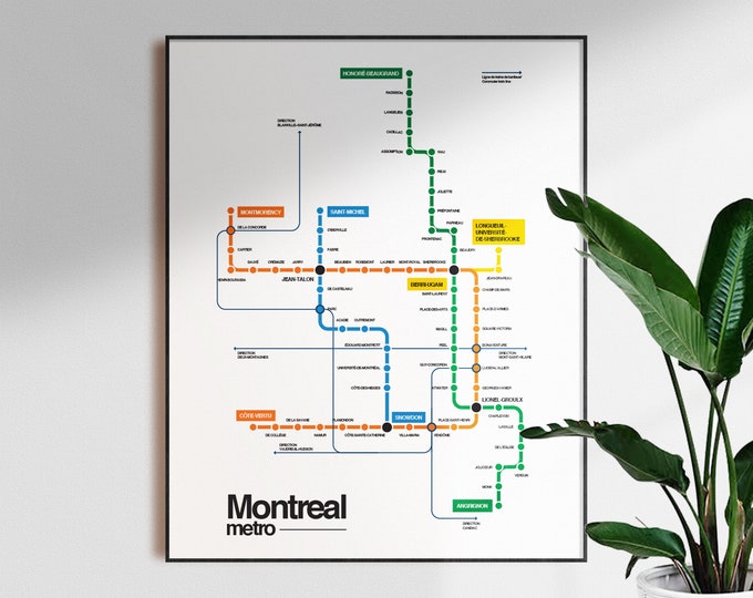 Montreal Canada Metro Map Poster Subway Canada Map Decor Metro Map 2021 ...