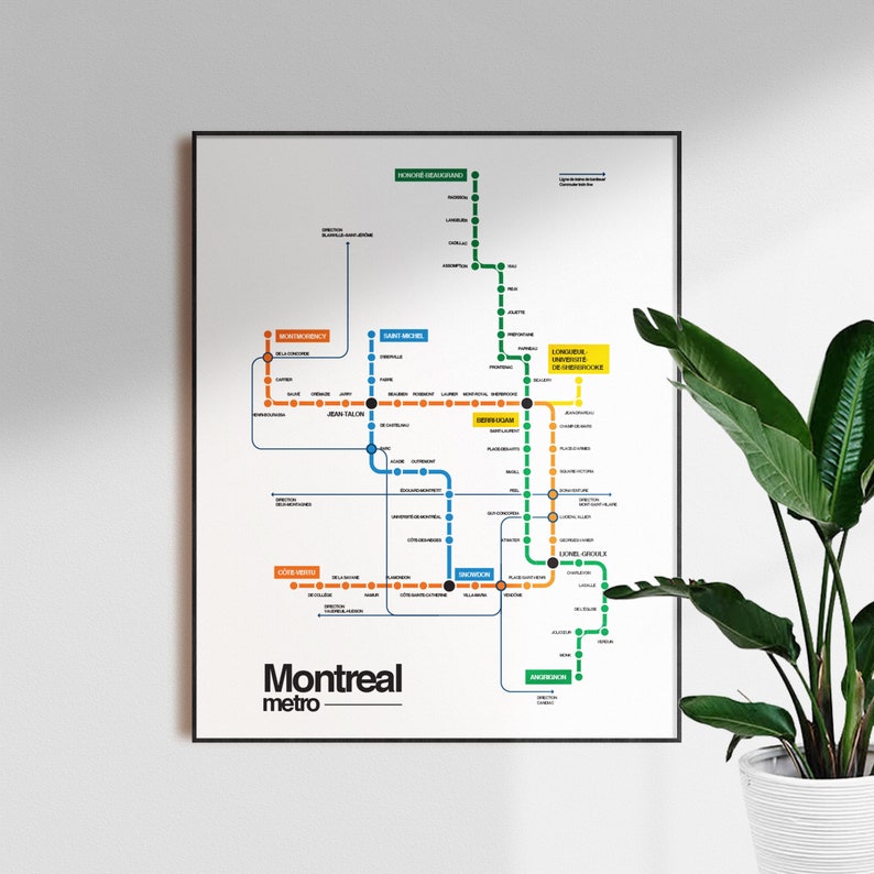 Montreal Canada Metro Map Poster Subway Canada Map Decor - Etsy