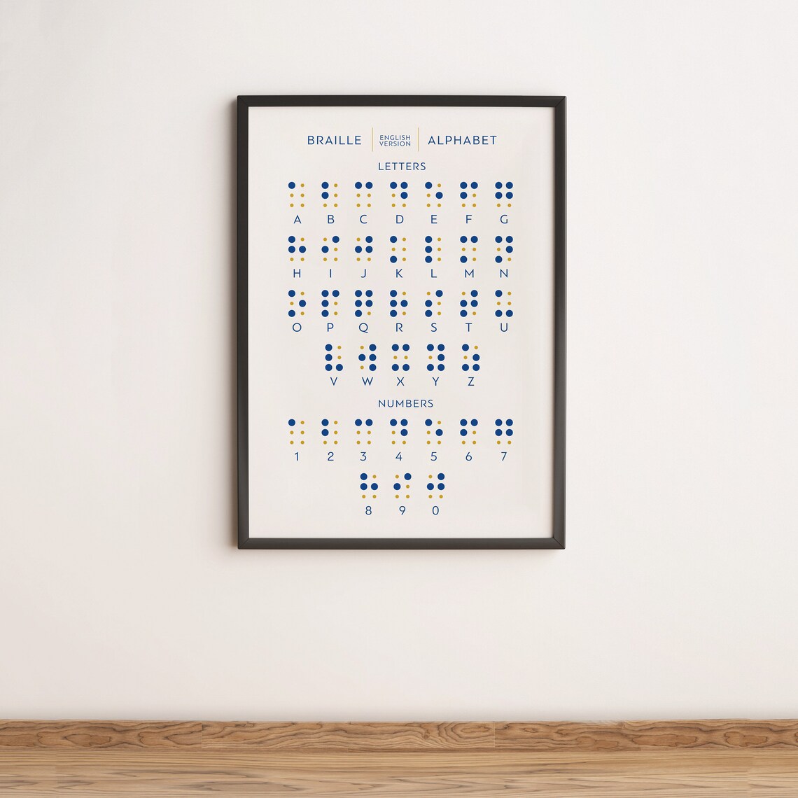Braille Alphabet White Poster Braille Letters and Numbers Braille Gift ...