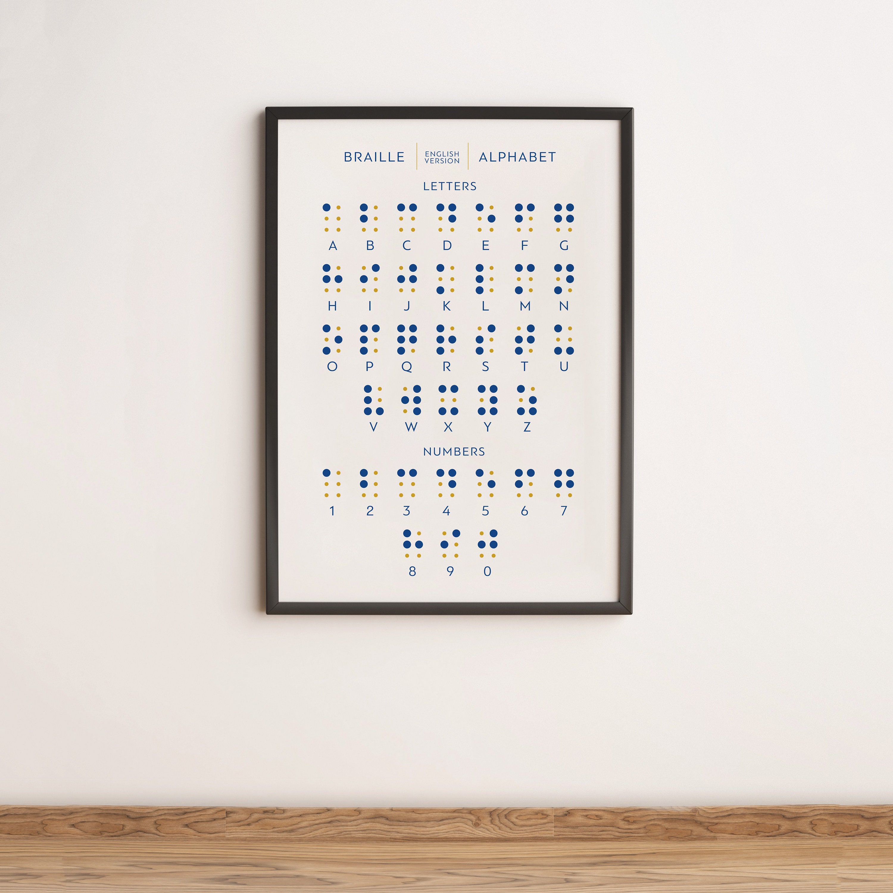 Braille Alphabet White Poster Braille Letters and Numbers Braille Gift ...
