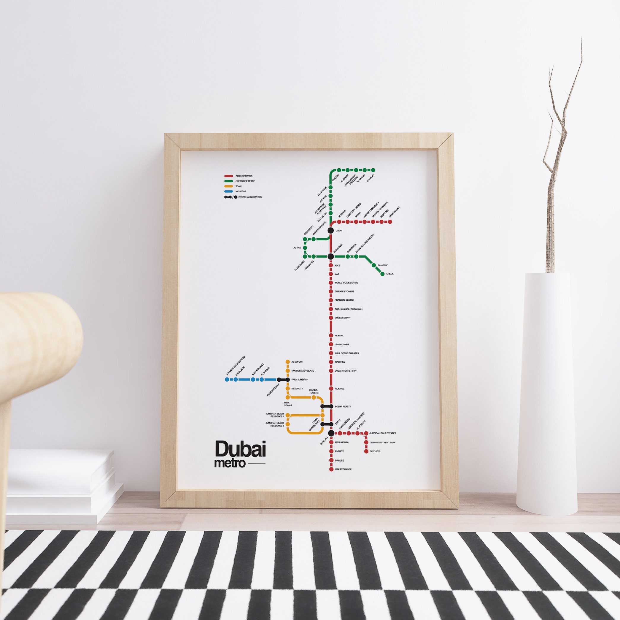 Dubai United Arab Emirates Metro Map Poster Subway Map Decor Metro Map ...
