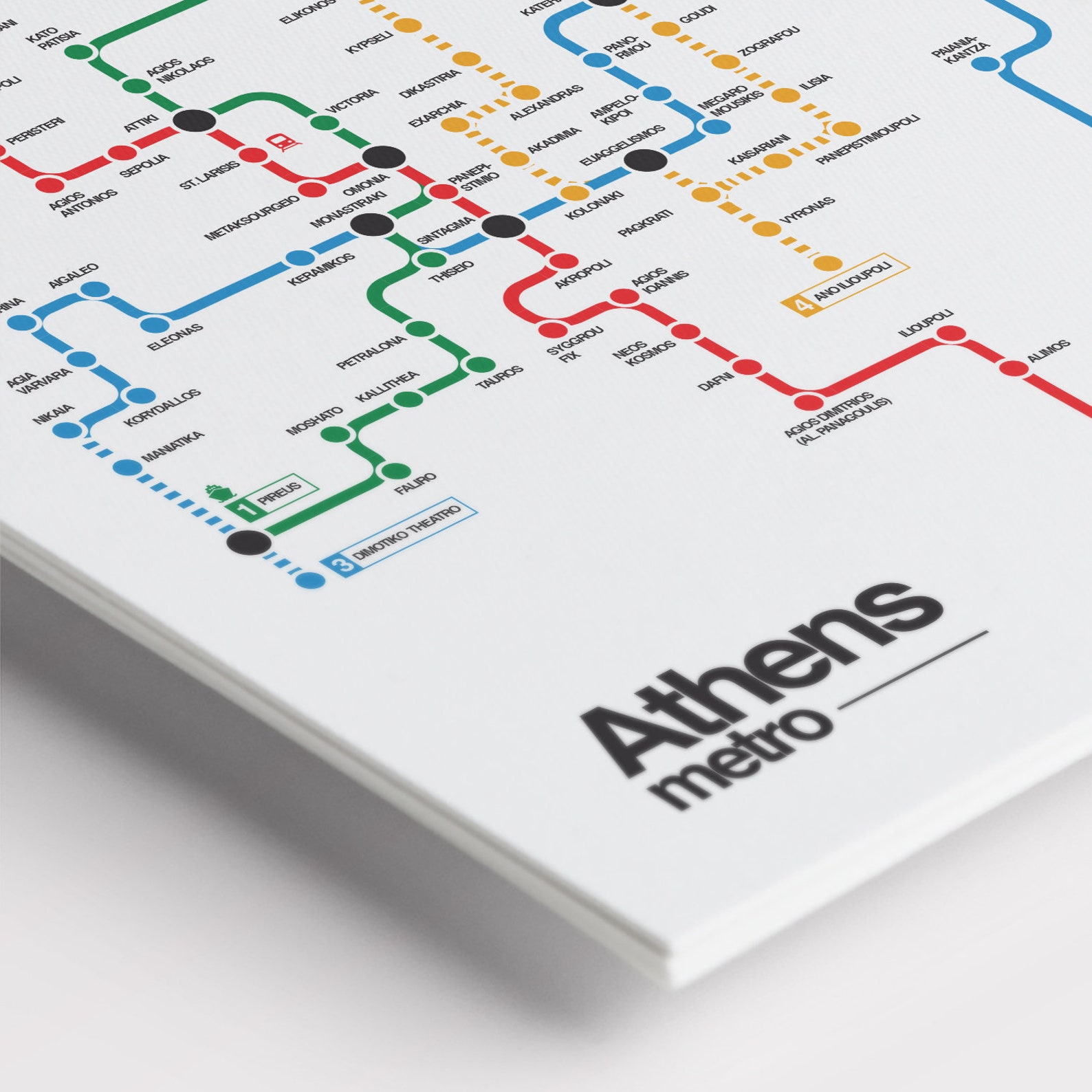 Athens Greece Metro Map Poster Subway Map Decor Metro Map 2021 Wih New ...