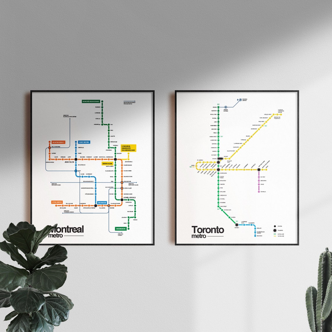 Set of 2 Canada Metro Maps toronto & Montreal Subway | Etsy