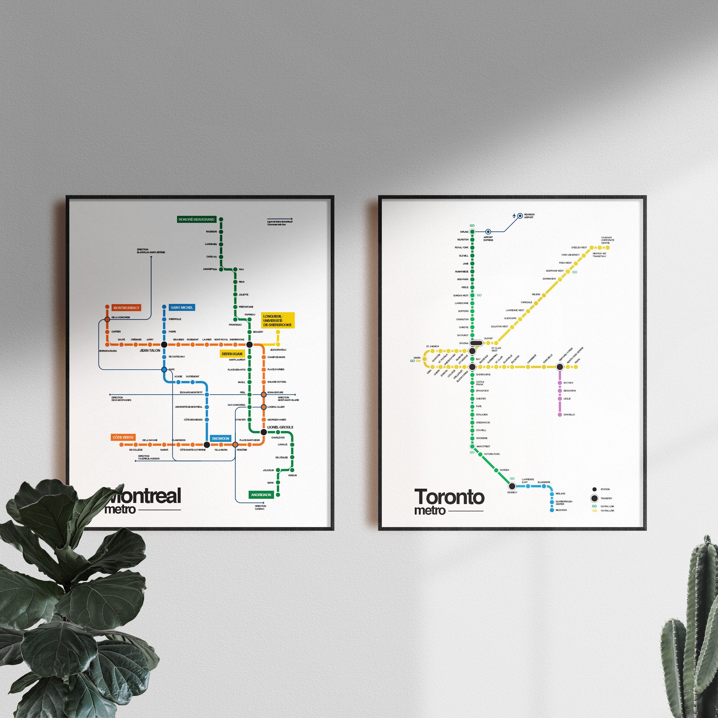 Set of 2 Canada Metro Maps toronto & Montreal Subway Canada Map Decor ...