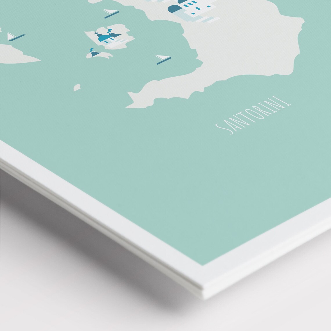 Greek Map of Santorini Greece Poster Wall Art Poster Illustrated Map ...