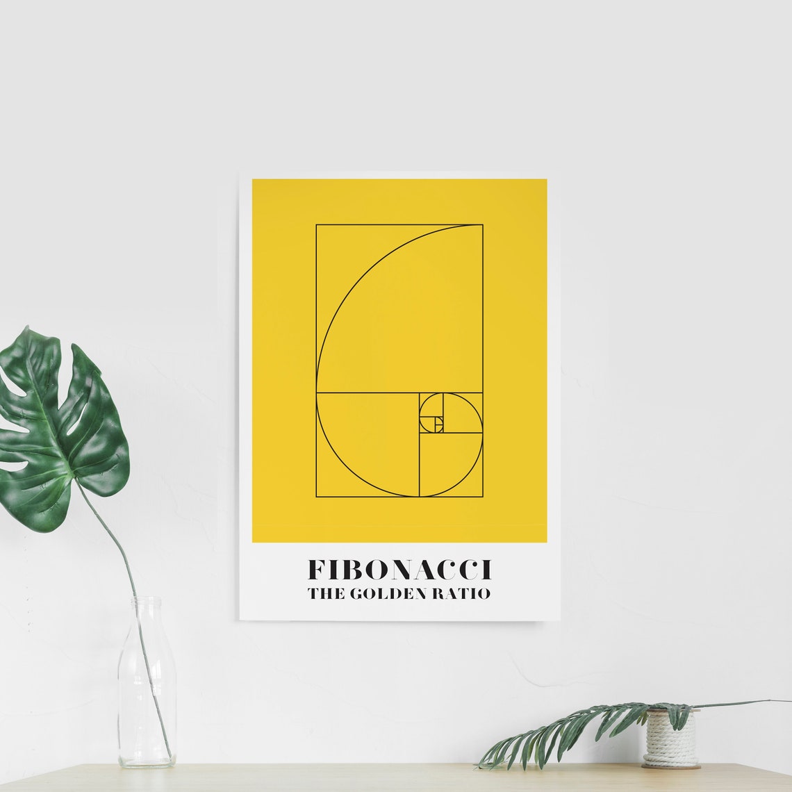 Fibonacci Golden Ratio Yellow Poster Fibonacci Spiral Poster - Etsy