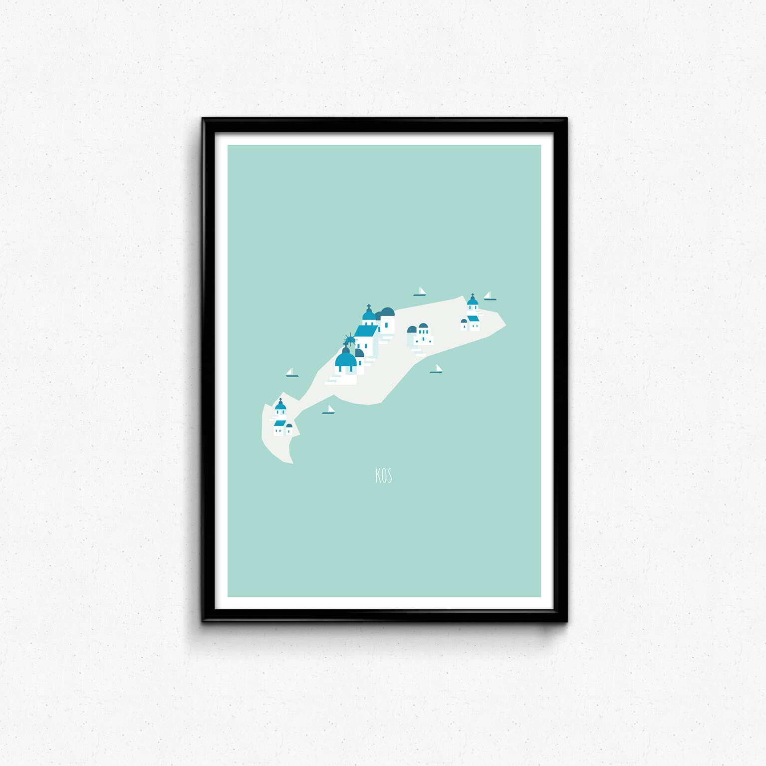 Greek Map of Kos Poster Cos Greece Postcard Prints - Etsy