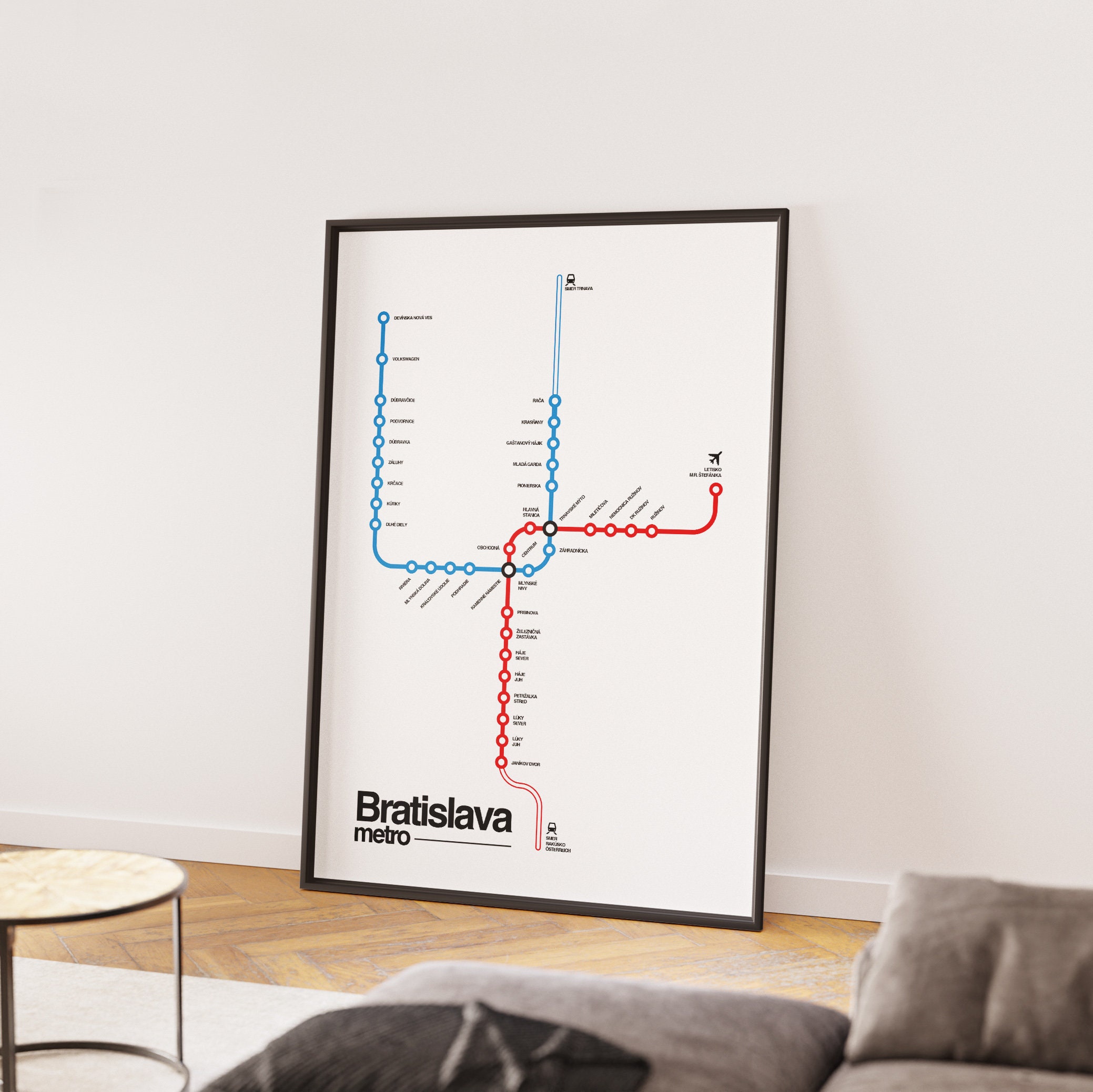 Bratislava Slovakia Metro Map Poster Subway Slovakia Map Decor Metro ...