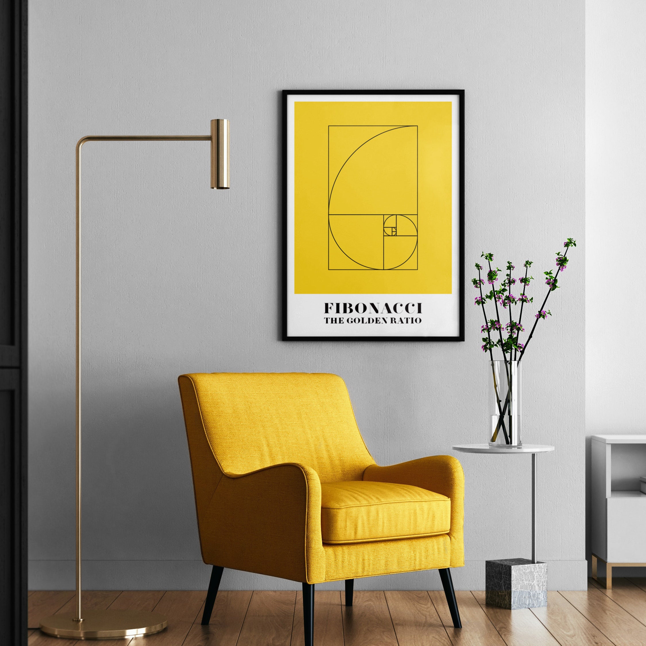Fibonacci Golden Ratio Yellow Poster Fibonacci Spiral Poster - Etsy