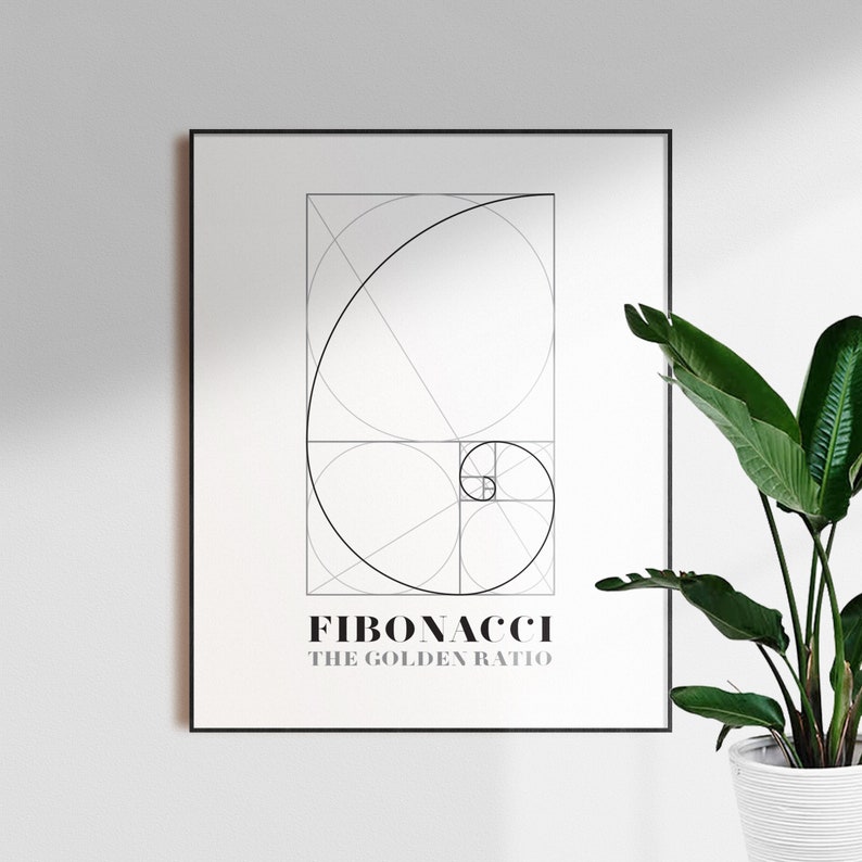 Fibonacci Golden Ratio Poster Fibonacci Spiral Wall Art | Etsy