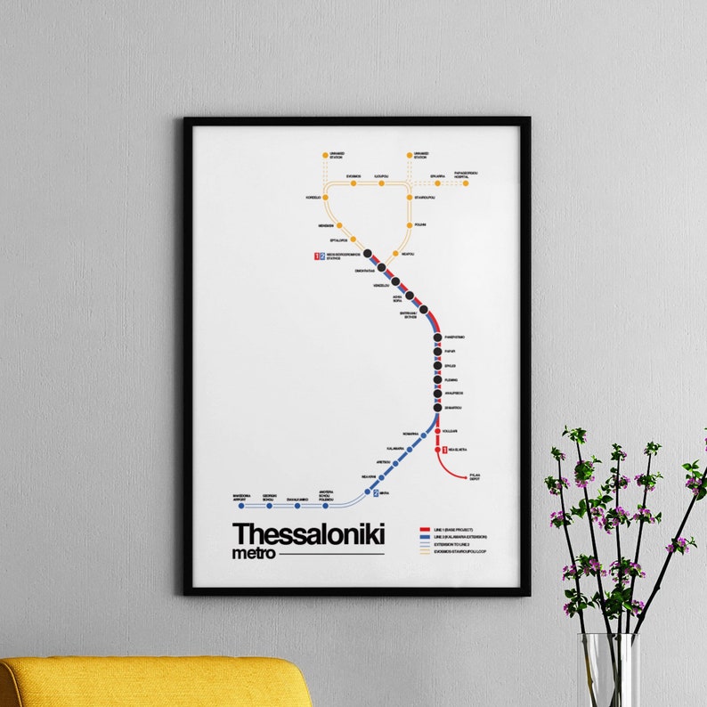 Thessaloniki Greece Metro Map Poster Subway Map Decor Metro Map 2023 ...