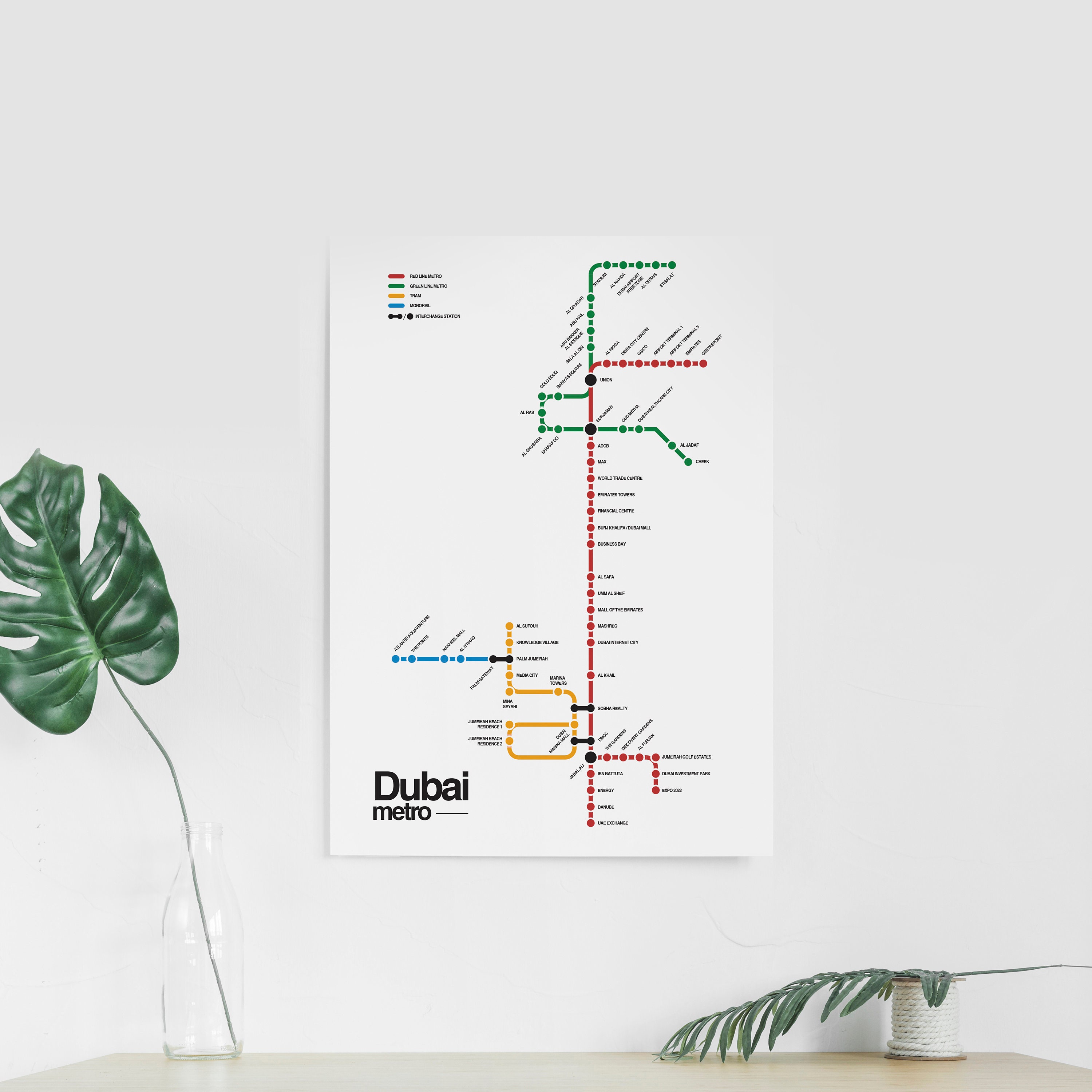 Dubai United Arab Emirates Metro Map Poster Subway Map Decor - Etsy