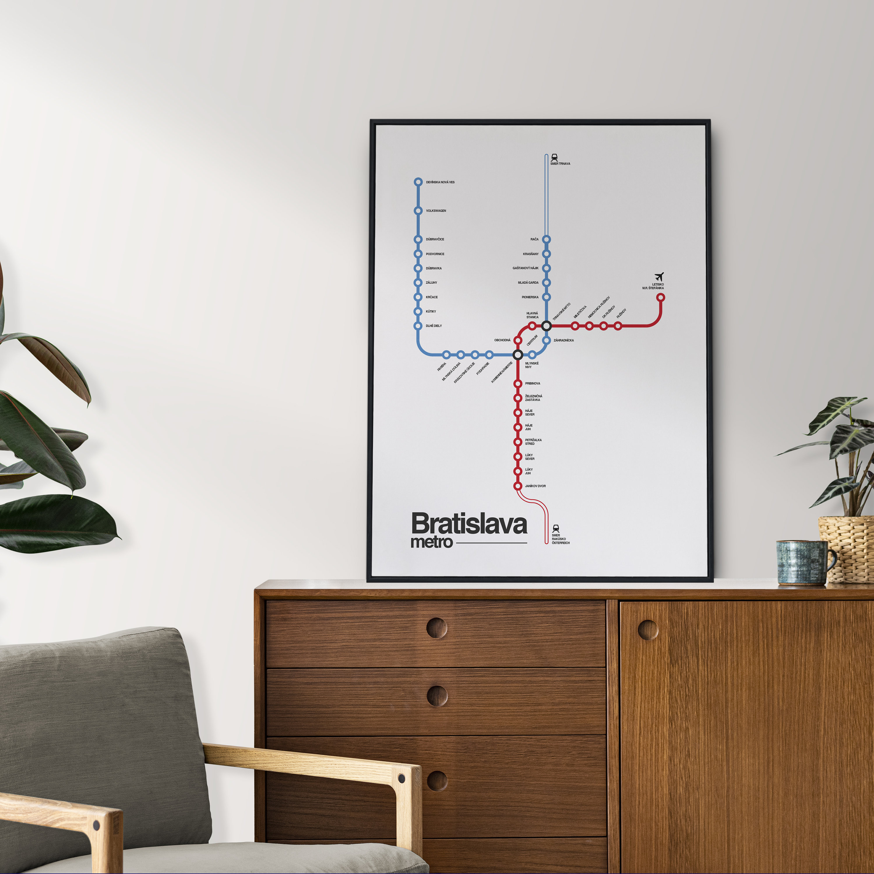 Bratislava Slovakia Metro Map Poster Subway Slovakia Map Decor Metro ...