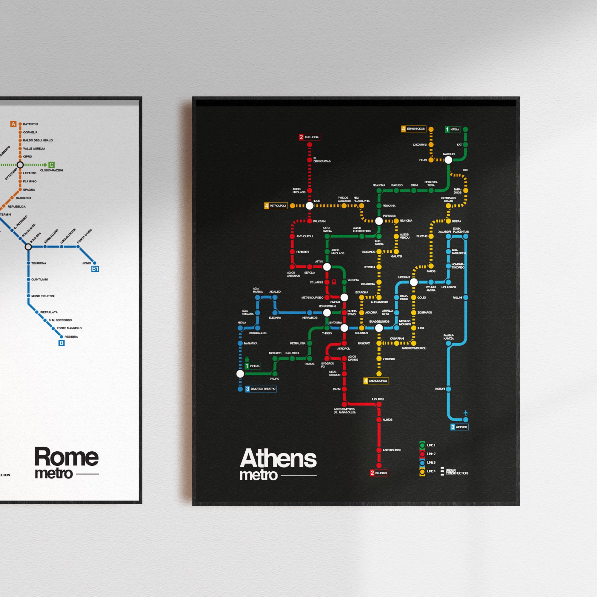 Athens Greece Metro Map Poster Subway Map Decor Metro Map 2021 Wih New ...