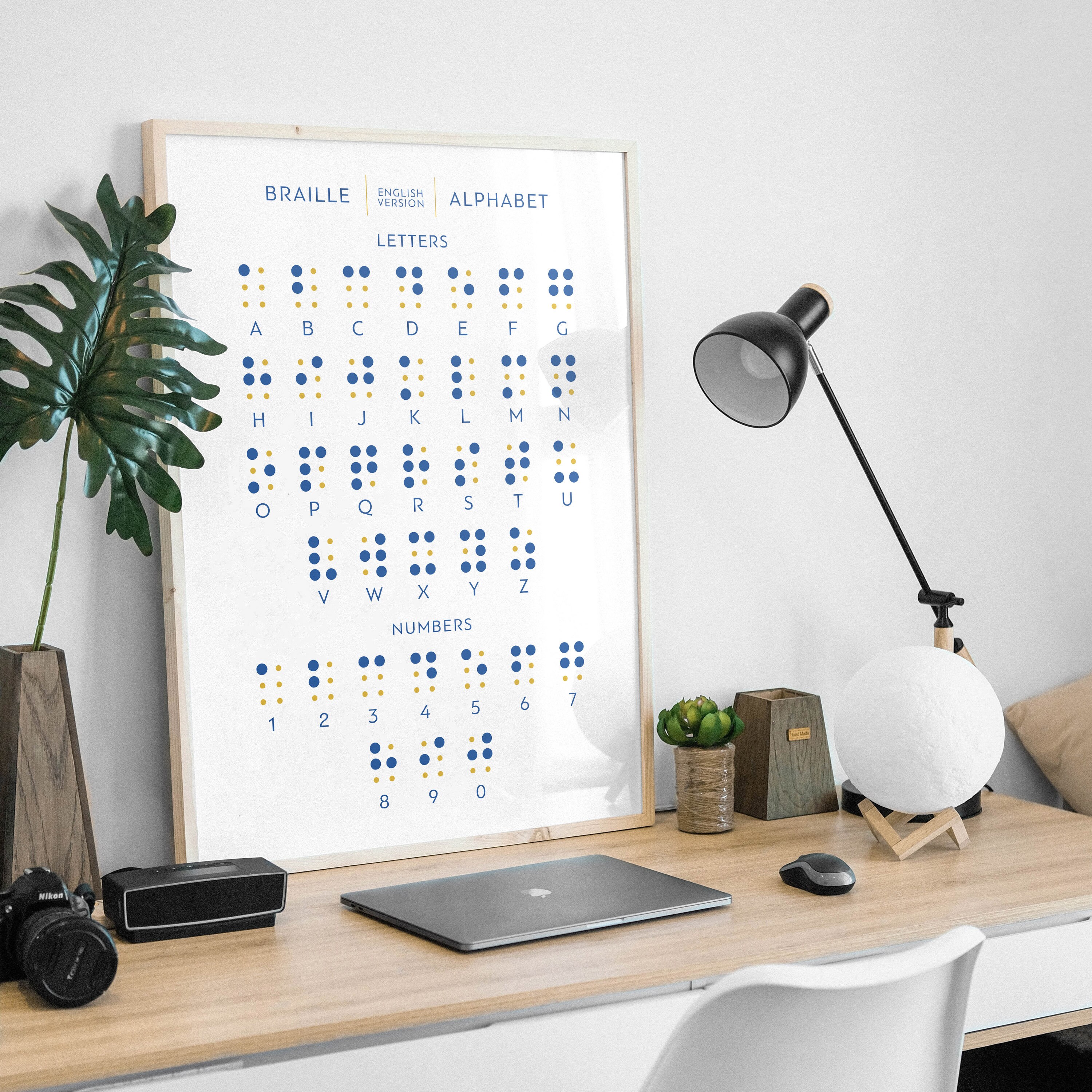 Braille Alphabet White Poster Braille Letters and Numbers Braille Gift ...