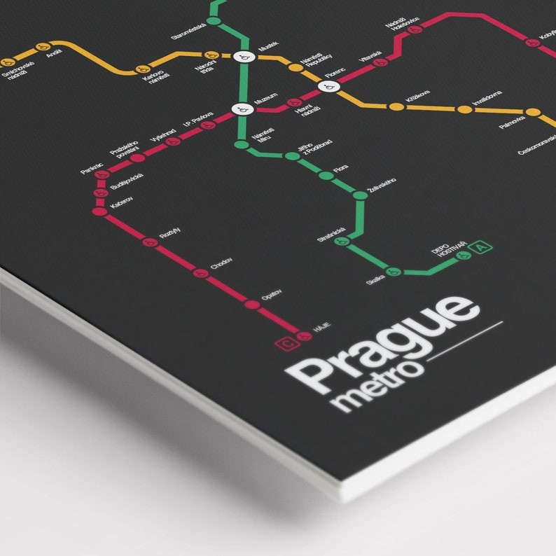 Prague Czech Republic Metro Map Poster Subway Czech Republic Map Decor ...
