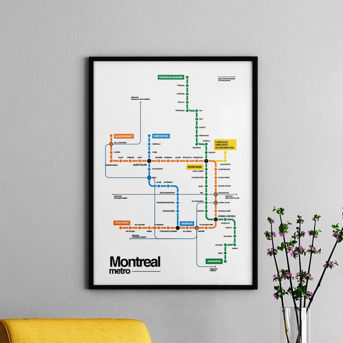 Montreal Canada Metro Map Poster Subway Canada Map Decor | Etsy