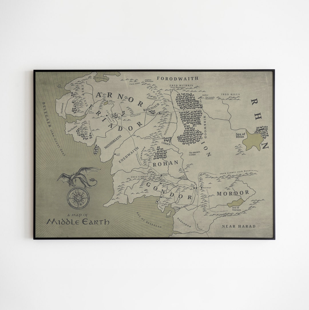 Tolkien Middle Earth Map Green Middle Earth Second Age Map Lord of the ...