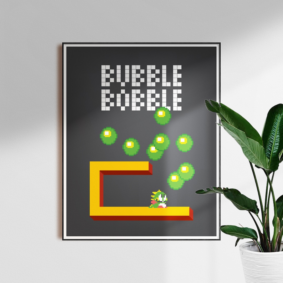 Bubble Bobble Retro Game Poster Bubble Bobble Retro Art Print Bubble ...
